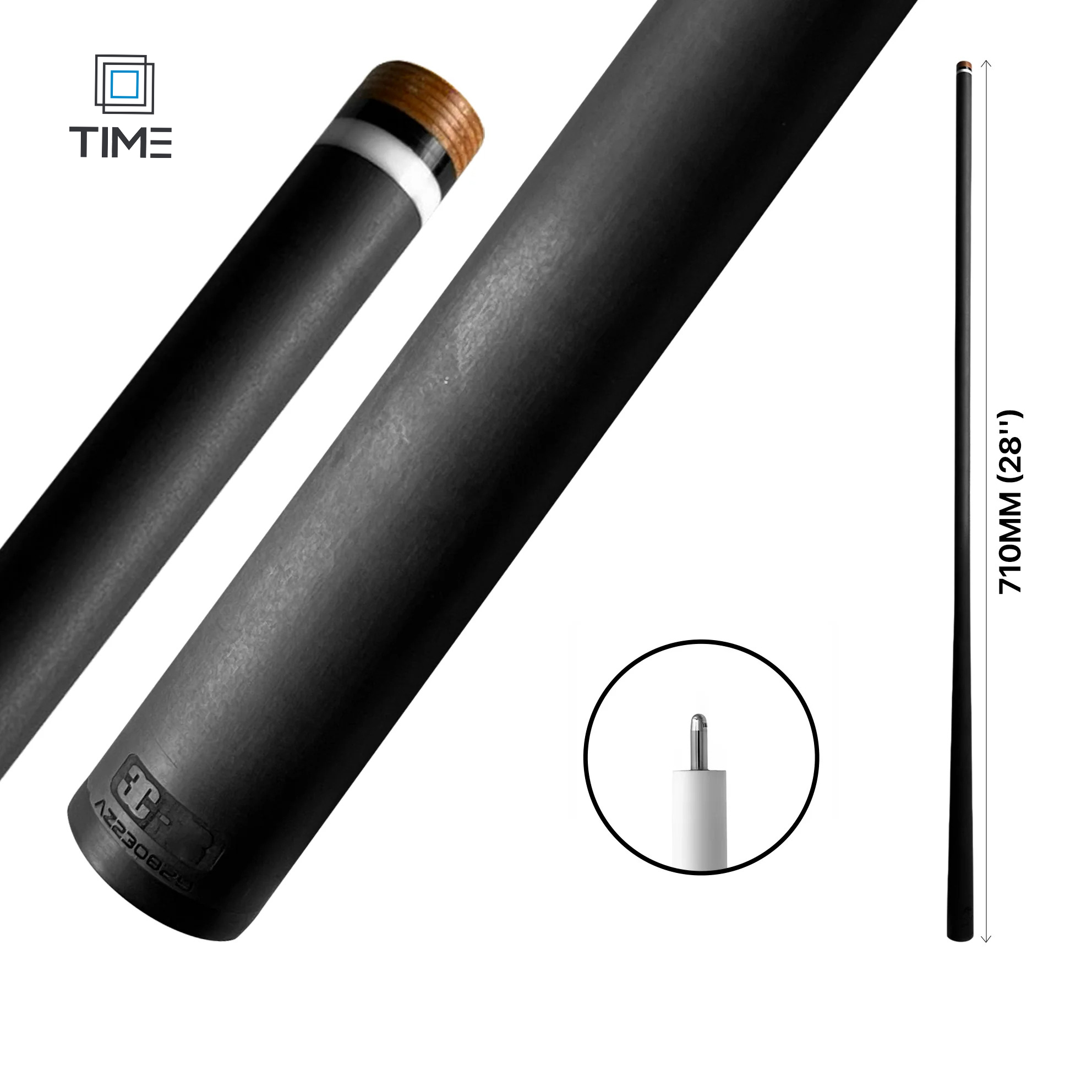 TIME Carbon Pool Cue Single Shaft, Low Deflection Technology, Ultra-smooth, pro taper, Easy to ...